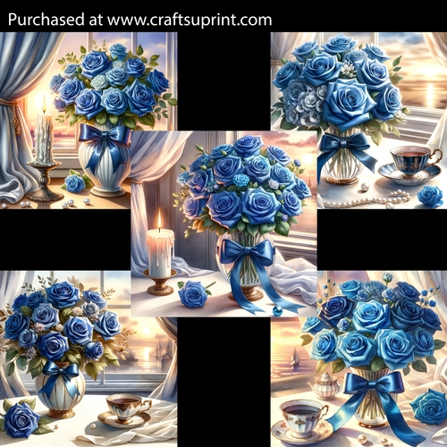 Bouquet of Blue Roses Card Fronts - CUP1278230_124952 | Craftsuprint