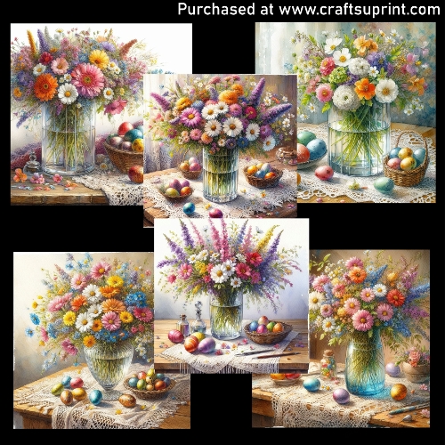 Flowers and Easter eggs - CARD FRONTS - CUP1362599_124952 | Craftsuprint