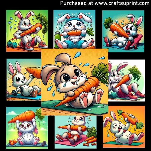 Bunny Workout Routine - CARD FRONTS - CUP1385389_124952 | Craftsuprint