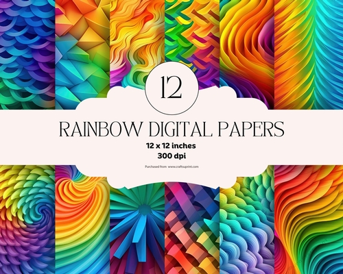 12 Rainbow Digital Papers Background - CUP1221728_77958 | Craftsuprint