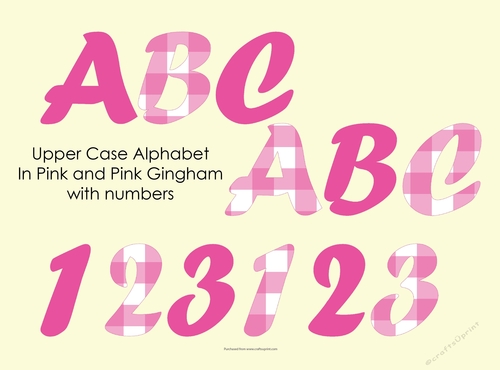 Pink Gingham Alphabet and Numbers - CUP1224309_77958 | Craftsuprint