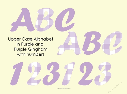 Purple Gingham Alphabet and Numbers - CUP1227729_77958 | Craftsuprint