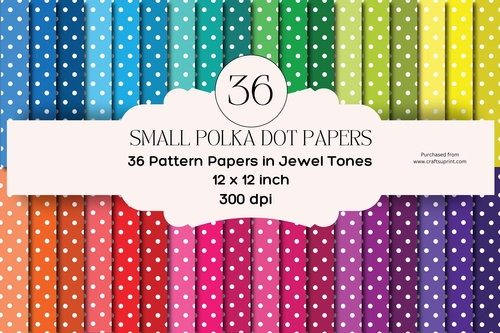 36 Small White Polka Dots On Jewel Colors Digital Paper Backgrounds ...