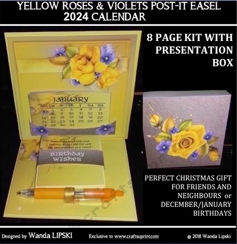 2024 YELLOW ROSES & VIOLETS POST-IT EASEL CALENDAR - CUP1246595_2237 ...