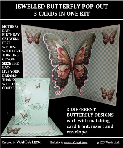 JEWELLED BUTTERFLY POP-OUT 3 CARDS IN ONE KIT - CUP1289770_2237 ...