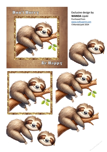 DONT HURRY BE HAPPY SLOTH CARD FRONT - CUP1303583_2237 | Craftsuprint