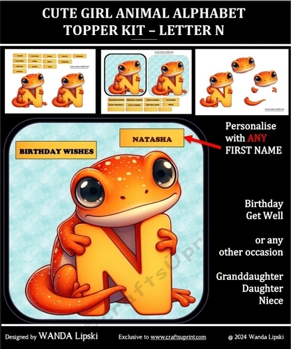 CUTE GIRL ANIMAL ALPHABET TOPPER KIT – LETTER N - CUP1319274_2237 ...