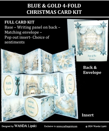 BLUE & GOLD 4-FOLD POP-OUT CHRISTMAS CARD KIT - CUP1339765_2237 ...