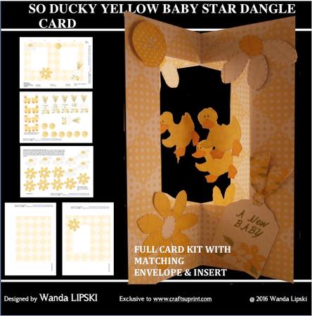 Yellow Ducky Baby Star Dangle Card - CUP670841_2237 | Craftsuprint