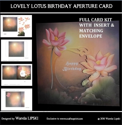 LOVELY LOTUS BIRTHDAY APERTURE CARD - CUP717882_2237 | Craftsuprint
