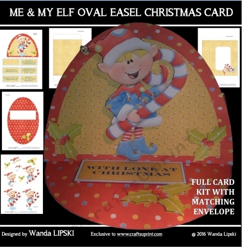 ME & MY ELF OVAL EASEL CHRISTMAS CARD - CUP734155_2237 | Craftsuprint