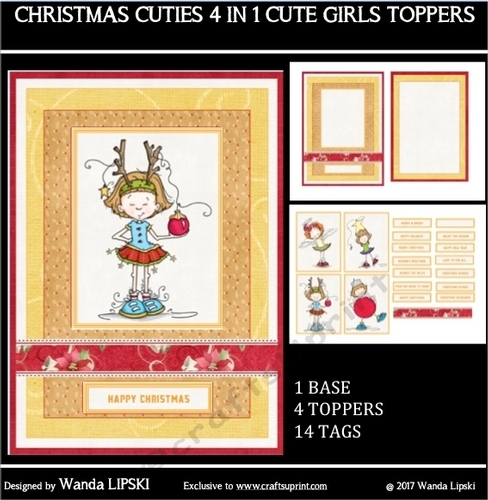 CHRISTMAS CUTIES 4 IN 1 CUTE GIRLS TOPPERS - CUP820110_2237 | Craftsuprint