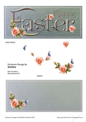 HAPPY EASTER FLORAL CARD FRONT WITH INSERT - CUP849551_2237 | Craftsuprint