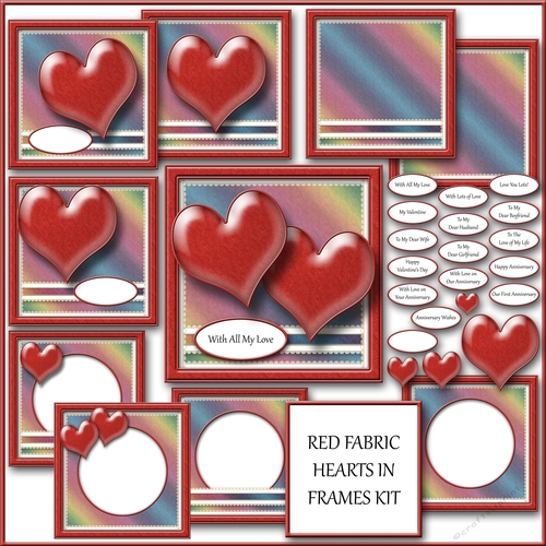 Red Fabric Hearts in Frames Kit - CUP1277544_7707 | Craftsuprint