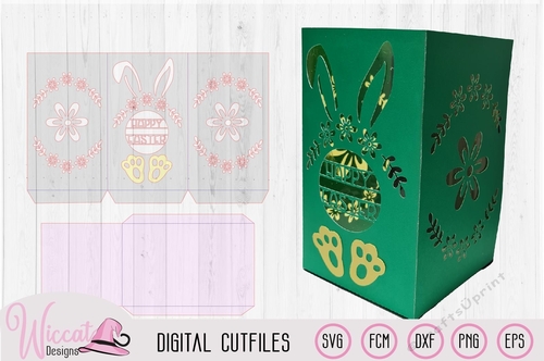 Happy Easter flower bunny lantern svg cut file, Easter paper decoration ...