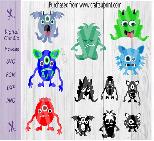 Cute little monsters in color layered and black and white - CUP818700 ...