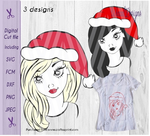 Christmas girl, teen, Christmas hat, svg cut file - CUP831825_81588 ...