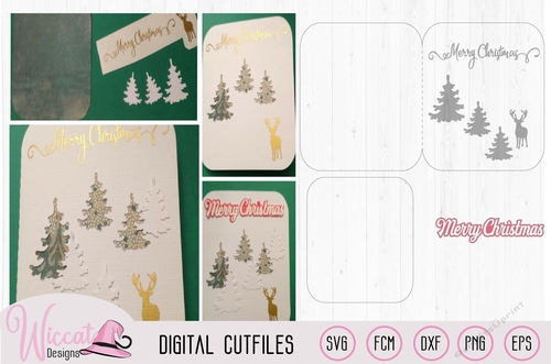 Christmas card, Christmas Wishes, Christmas trees, reindeer cut file ...
