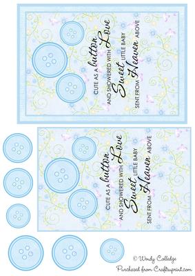 Cute as a Button - Baby Boy Card - CUP104544_571 | Craftsuprint