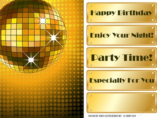 Gold sparkle Disco Birthday - card front / topper - CUP713726_571 ...