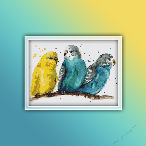 Parakeets 1 Cross Stitch Pattern Budgie - CUP1095925_112824 | Craftsuprint