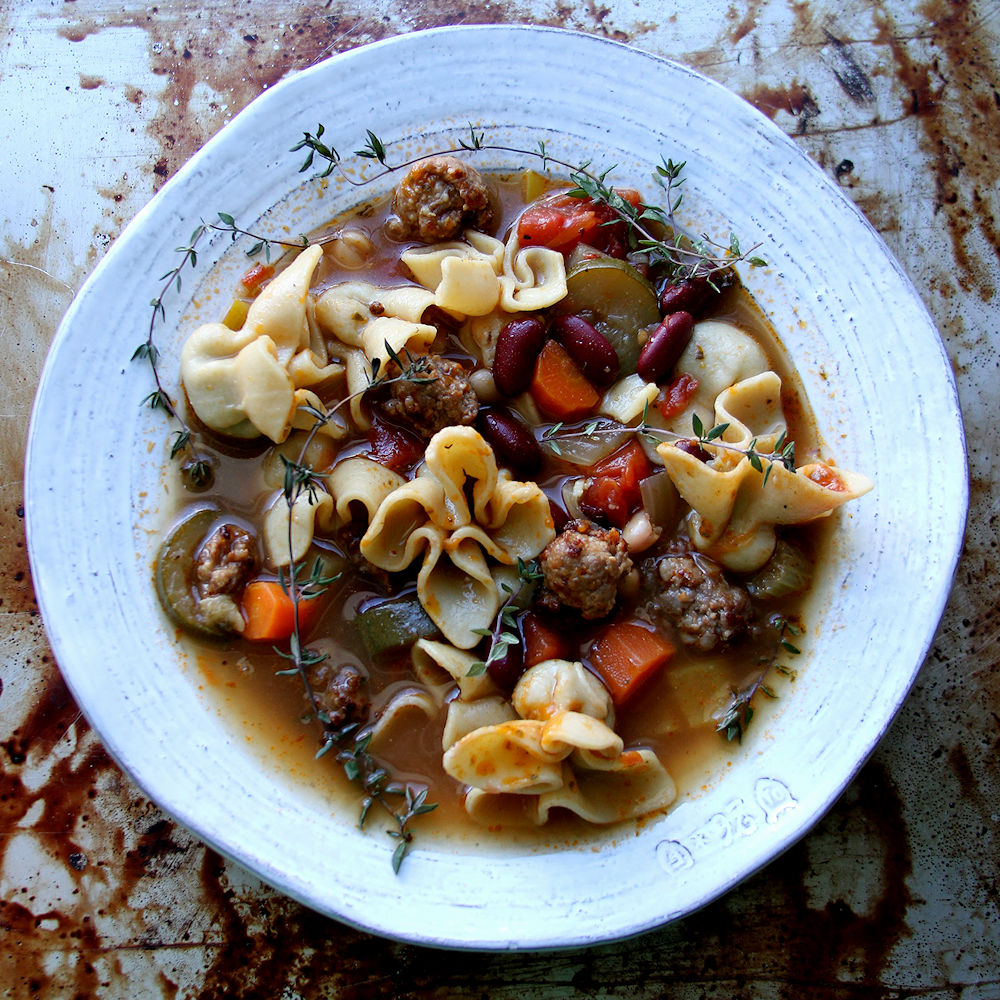 Minestrone with Hot Italian Sausage and Sacchetti Pasta – A Cup of ...