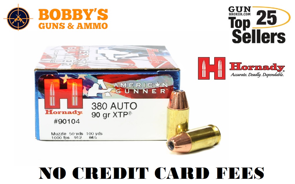 Hornady 90104 American Gunner 380 ACP 90 gr XTP Hollow Point 25 Rounds ...