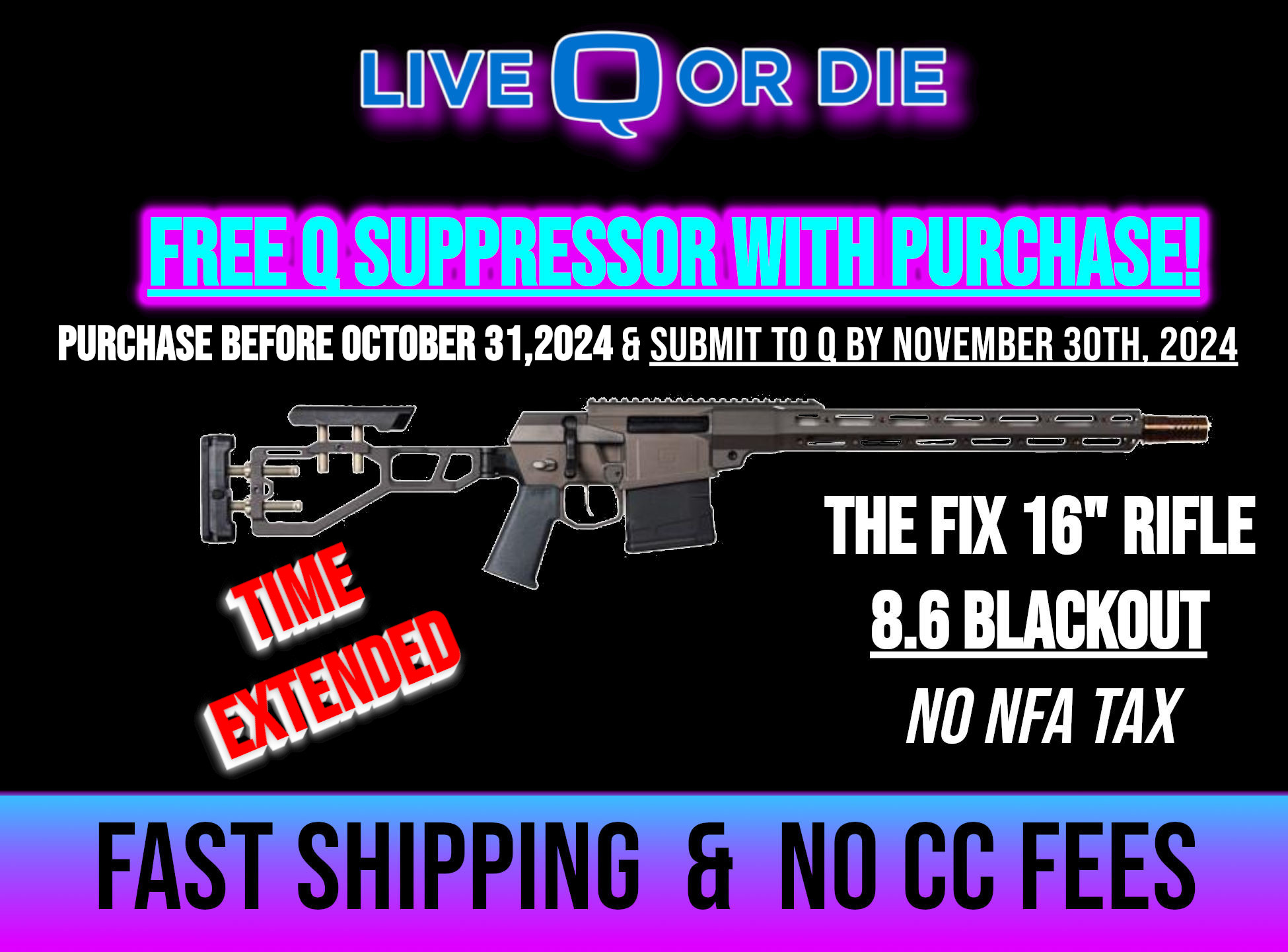 Q FIX 8.6 BLK 16" RIFLE BLACKOUT - NO NFA! - Bolt Action Rifles at GunBroker.com : 1092952004