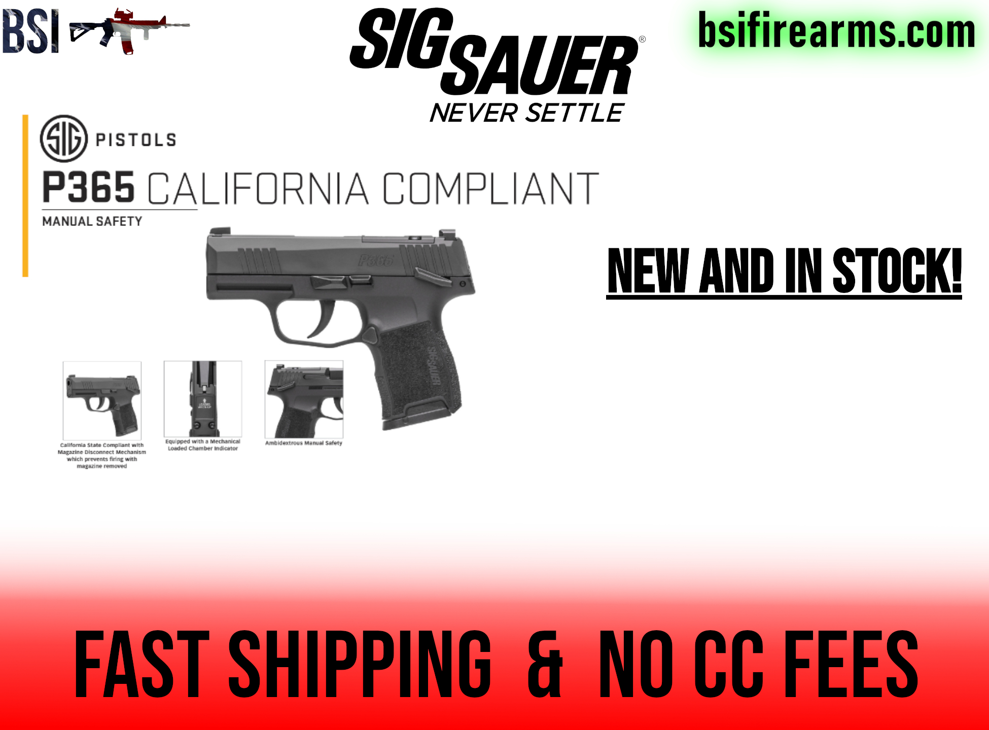 P365 SIG SAUER 10+1 CALIFORNIA APPROVED CA SIG-P365 CALI - Semi Auto ...