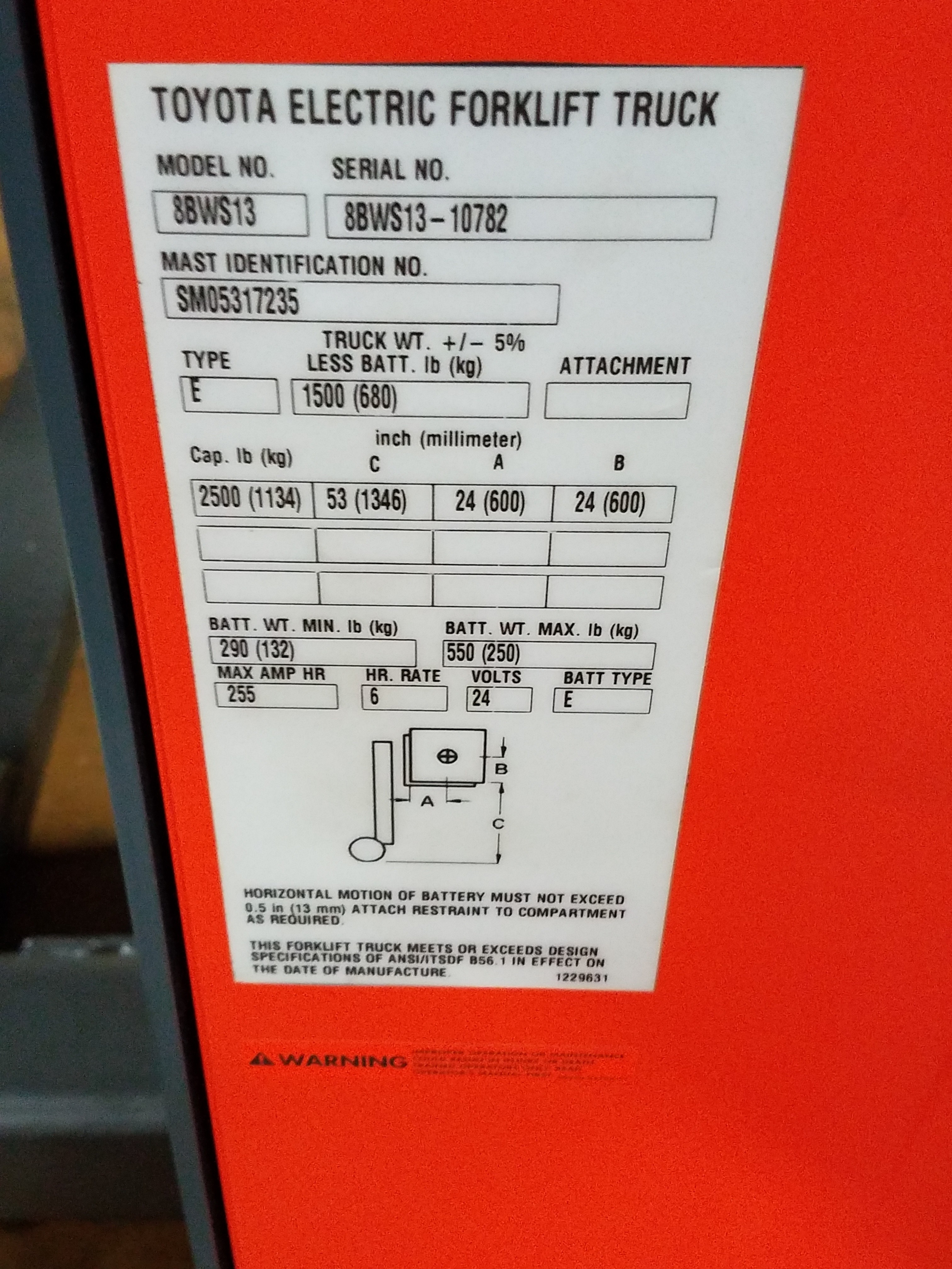 2017 Toyota Industrial Equipment 8BWS13