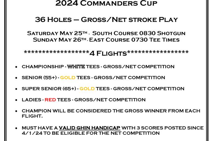 Commanders Cup - Registration