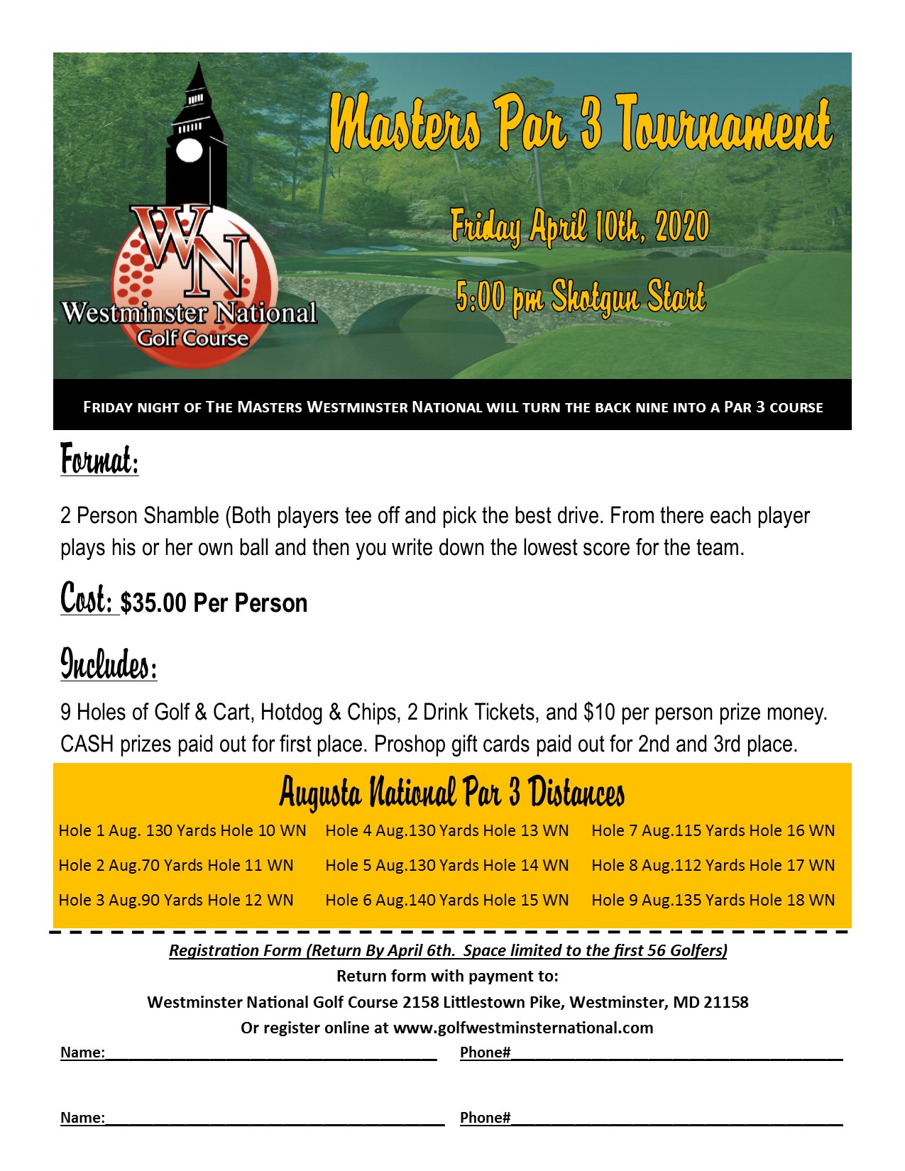 Master's Par 3 Tournament - Registration