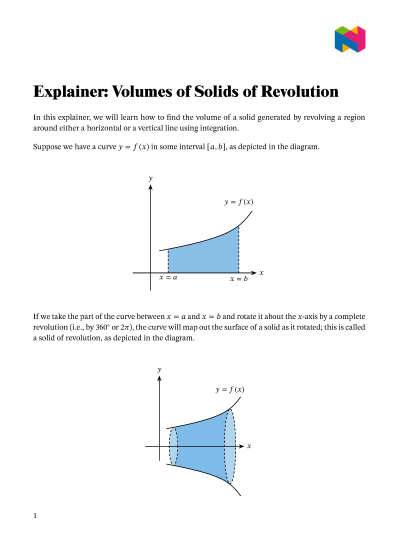 Lesson: Volumes of Solids of Revolution | Nagwa