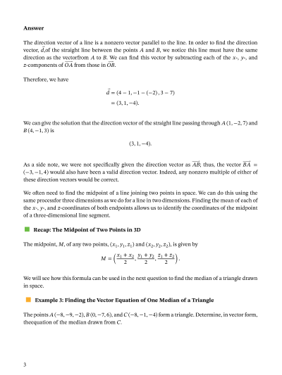 Lesson: Equation of a Straight Line in Space: Cartesian and Vector ...