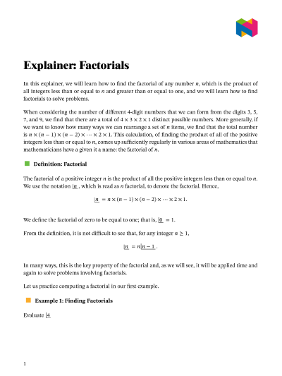 Lesson: Factorials | Nagwa