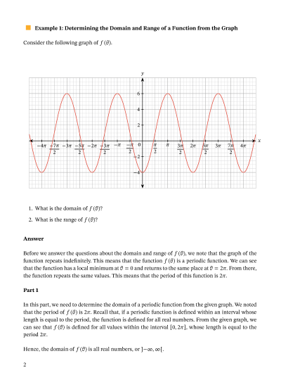 Lesson: Domain and Range of Trigonometric Functions | Nagwa