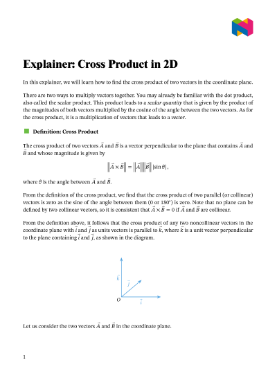 Lesson: Cross Product in 2D | Nagwa