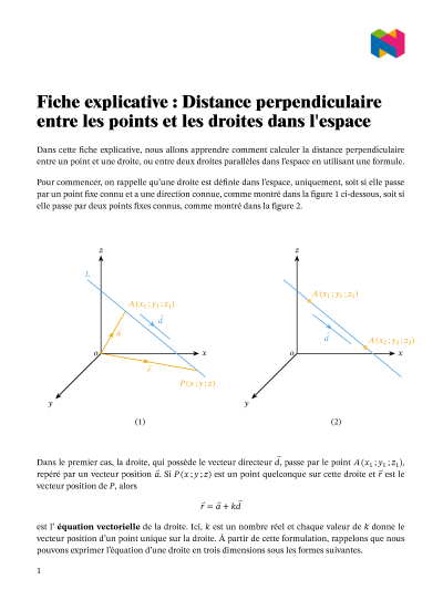 Leçon: Distance perpendiculaire entre les points et les droites dans l ...