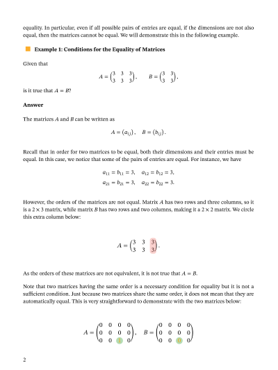 Lesson: Equal Matrices | Nagwa