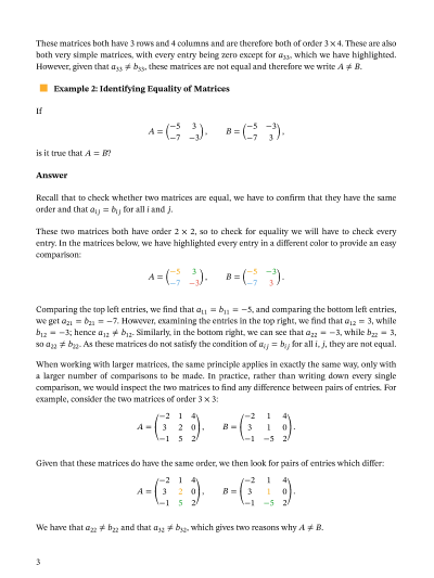 Lesson: Equal Matrices | Nagwa