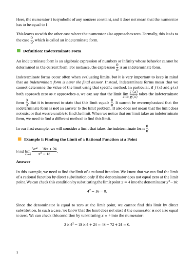 Lesson: Evaluating Limits Using Algebraic Techniques | Nagwa