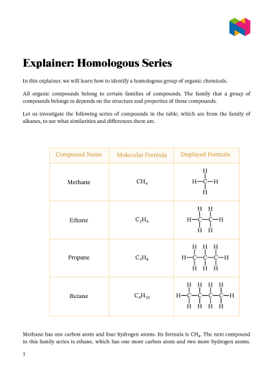 Lesson: Homologous Series | Nagwa