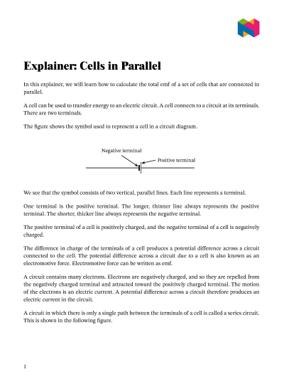 Lesson: Cells in Parallel | Nagwa