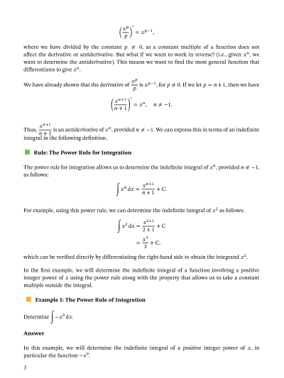 Lesson: Indefinite Integrals: The Power Rule | Nagwa