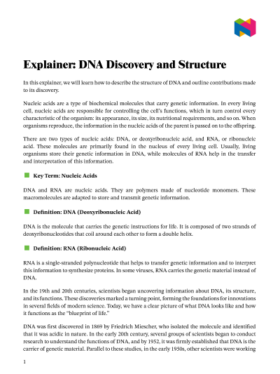 Lesson: DNA Discovery and Structure | Nagwa