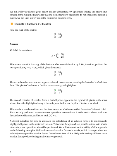 Lesson: Rank of a Matrix | Nagwa