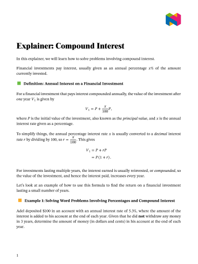 Lesson: Compound Interest | Nagwa
