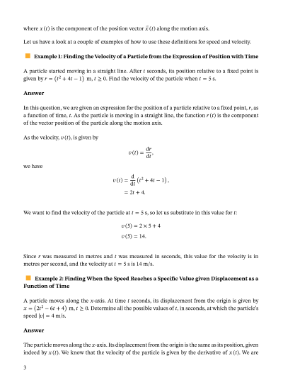 Lesson: Linear Motion with Derivatives | Nagwa