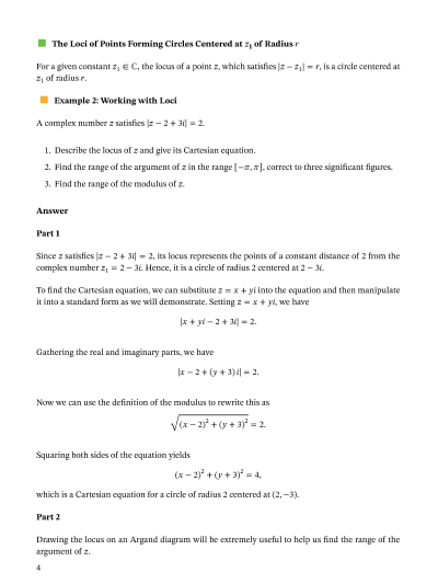 Lesson Loci In The Complex Plane Using The Modulus Nagwa
