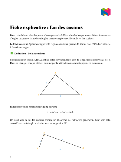 Leçon : Loi des cosinus | Nagwa